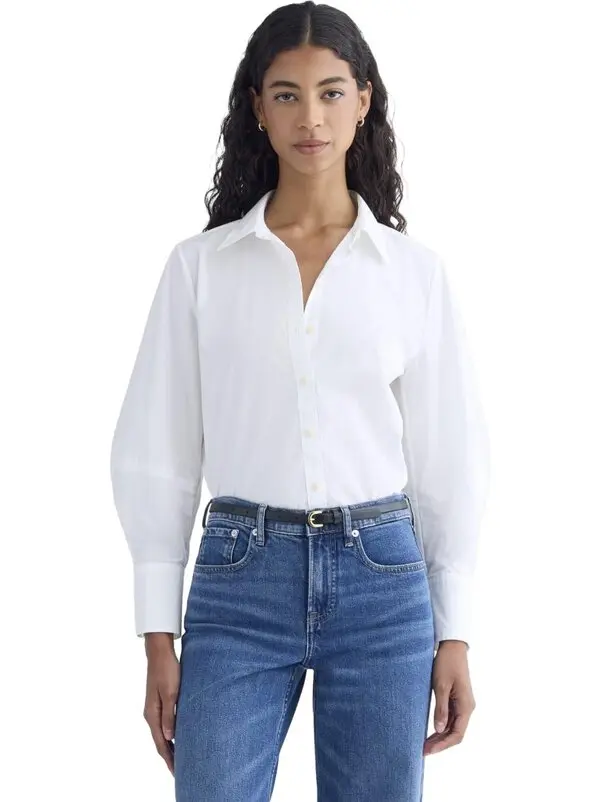 Everlane Lantern-sleeve Shirt In Lightweight Cotton - White