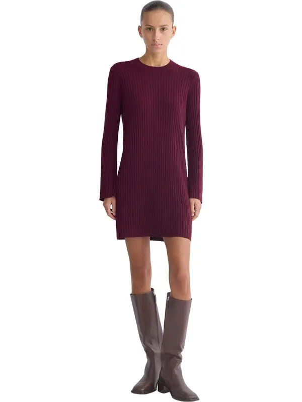 Everlane Cashmere Long-sleeve Mini Dress - Deep Plum