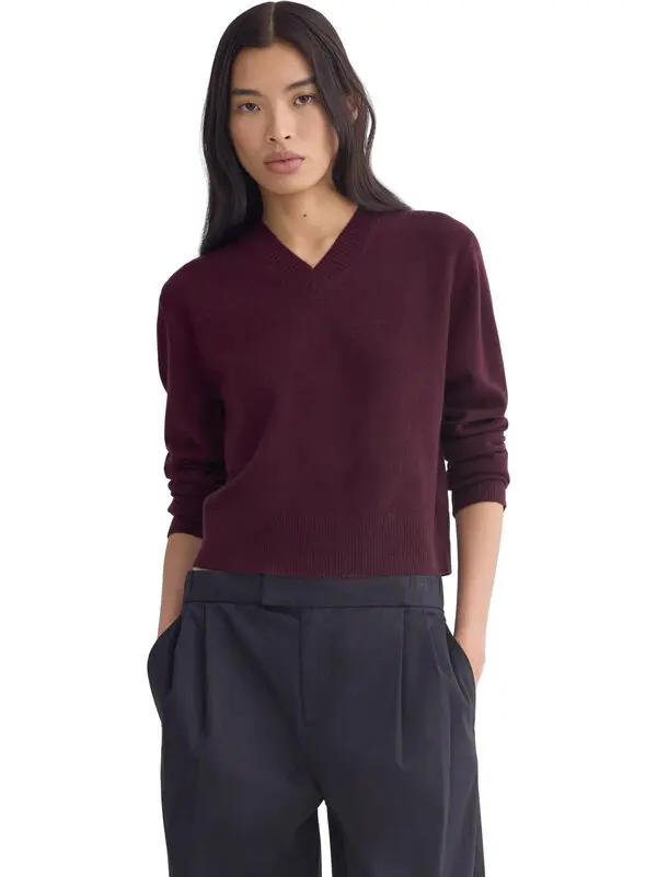 Everlane Cashmere Cropped Sweater - Deep Plum