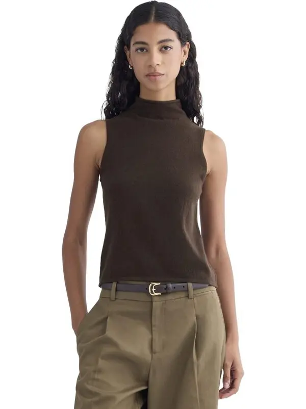 Everlane Cashmere Funnel-neck Tank Top Sweater - Dark Chocolate