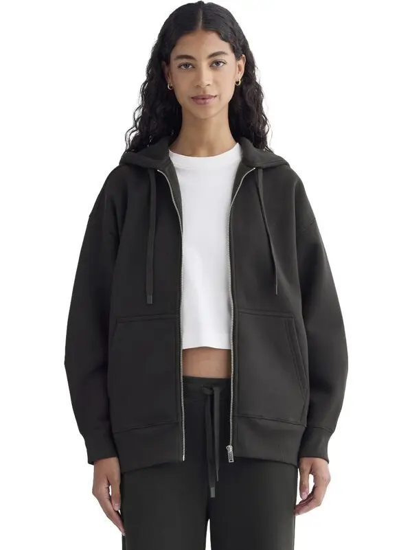 Everlane Luxe Fleece Oversized Full-zip Hoodie - Black