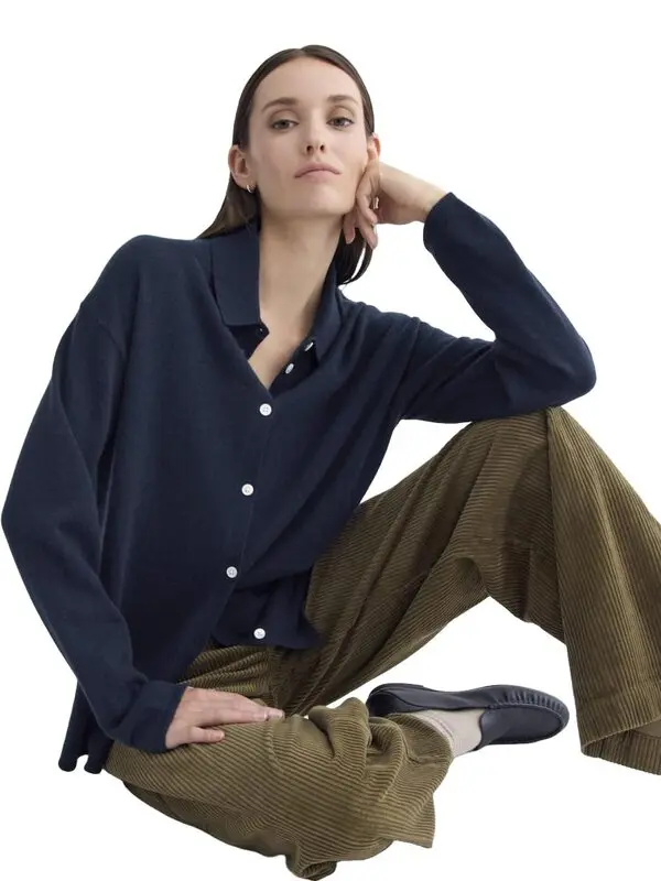Everlane Cashmere Button-up Shirt - Navy