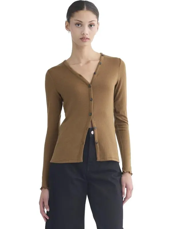Everlane Sheer V-neck Cardigan - Toffee