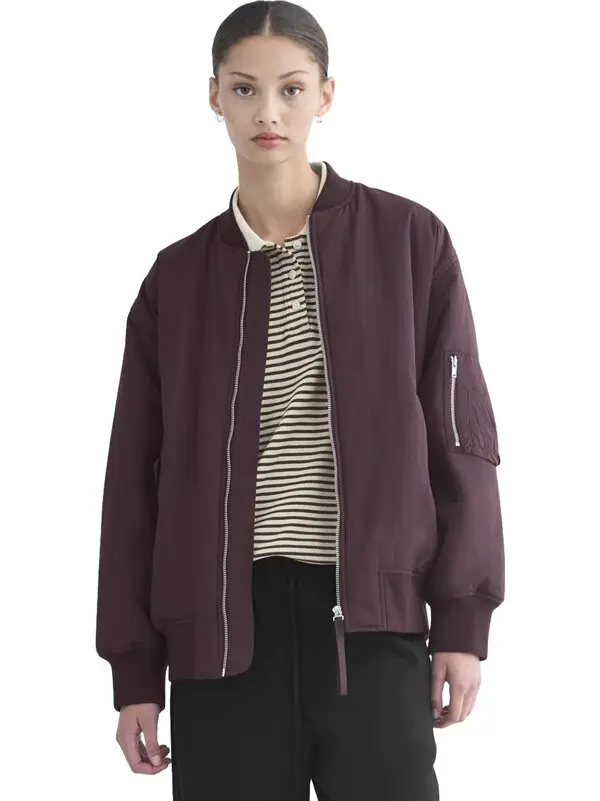 Everlane Renew Oversized Puffer Bomber - Deep Plum