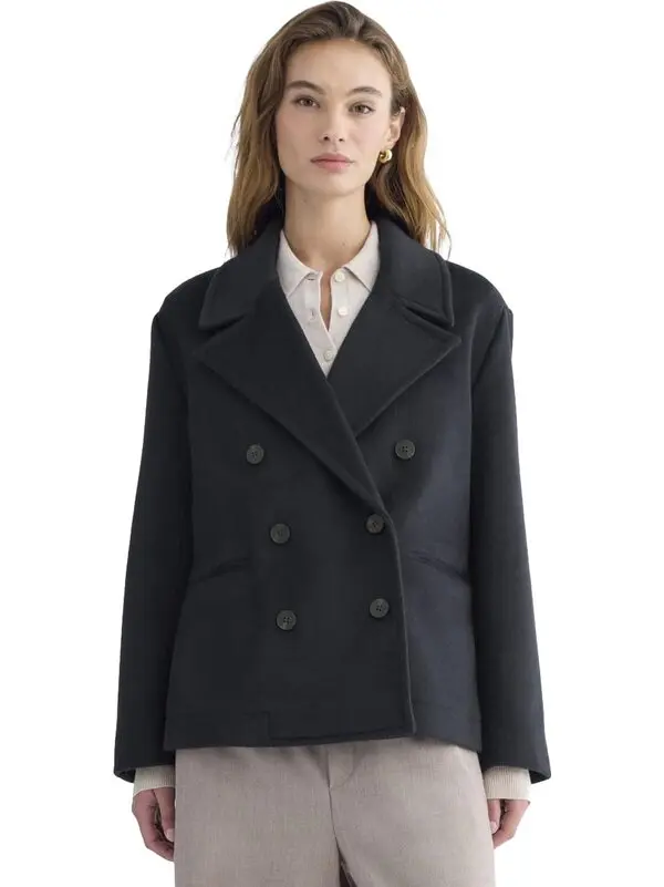 Everlane Rewool Short Pea Coat - Deep Navy
