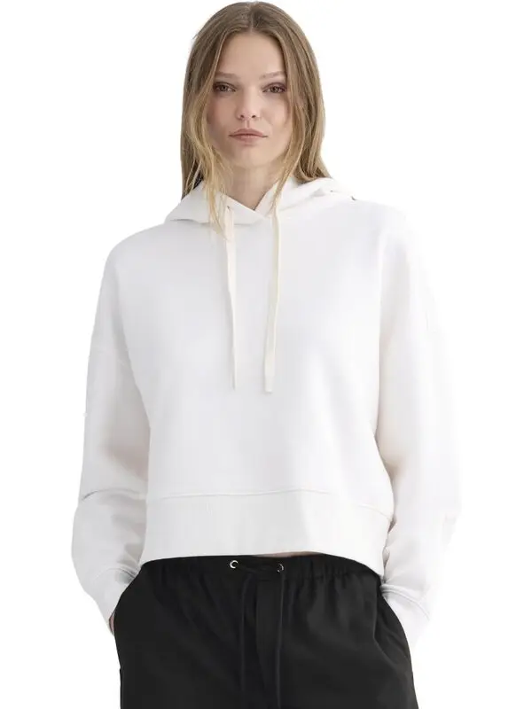 Everlane Cropped Luxe Fleece Hoodie - Bone
