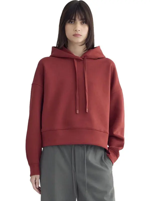 Everlane Cropped Luxe Fleece Hoodie - Merlot