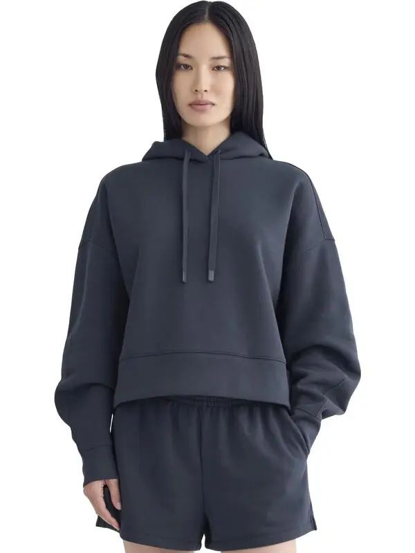 Everlane Cropped Luxe Fleece Hoodie - Navy