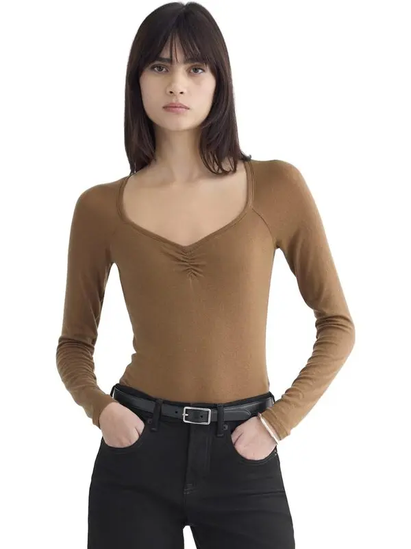 Everlane Sweetheart-neck Top - Toffee