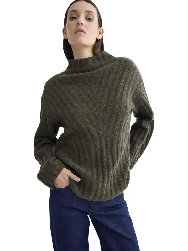 Everlane Funnel-neck Wool Cashmere Sweater - Heather Beech