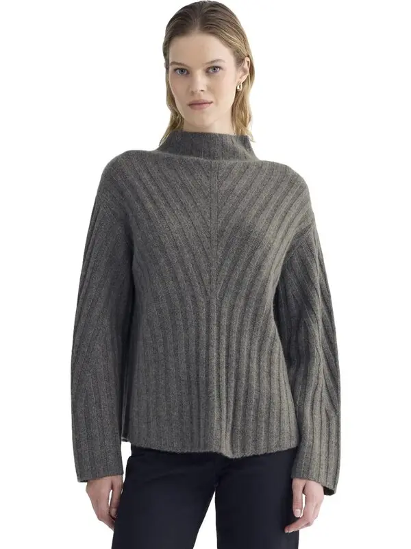 Everlane Funnel-neck Wool-cashmere Sweater - Heather Charcoal