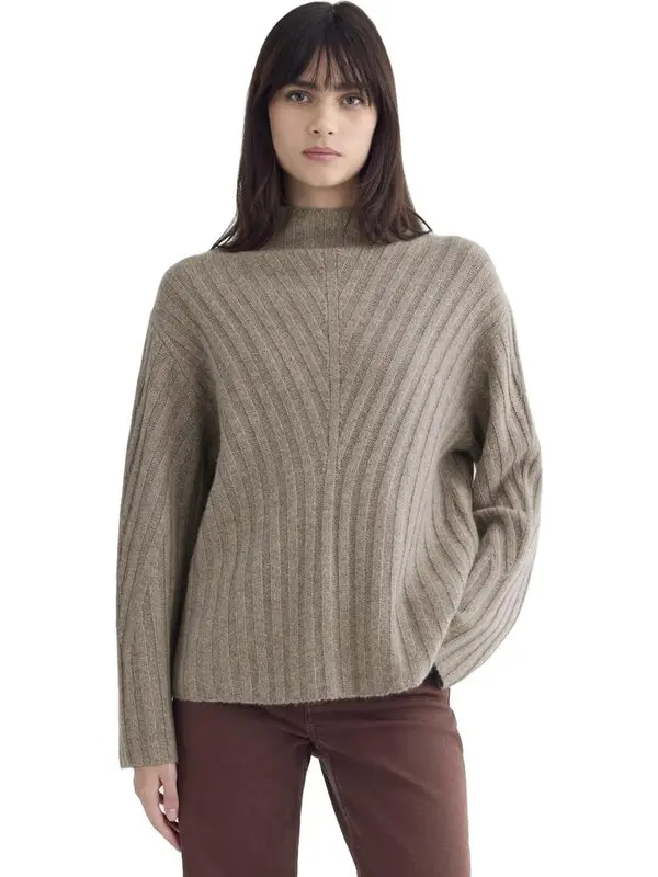Everlane Funnel-neck Wool-cashmere Sweater - Light Heathered Taupe