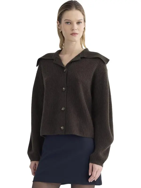 Everlane Fisherman Wool Cashmere Cardigan - Americano Brown