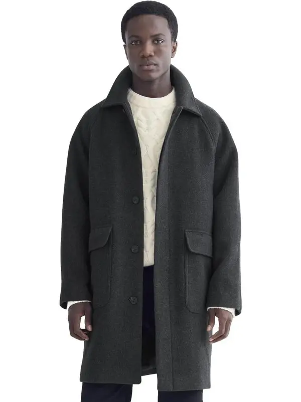 Everlane Rewool Car Coat - Heather Charcoal