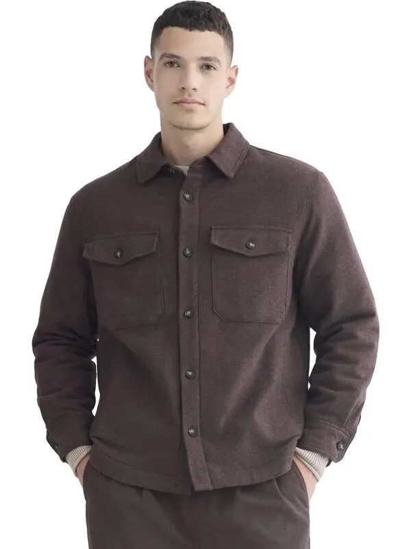 Everlane Heavyweight Waffle Twill Overshirt - Heather Earth Brown