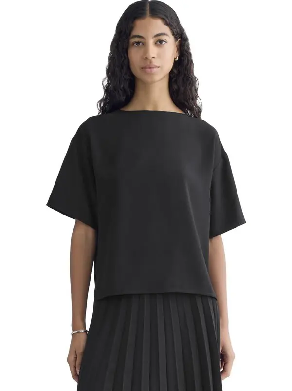 Everlane Drapey Crepe Top - Black