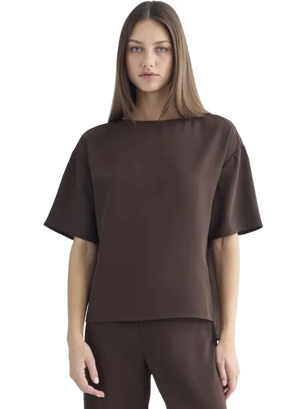Everlane Drapey Crepe Top - Dark Chocolate