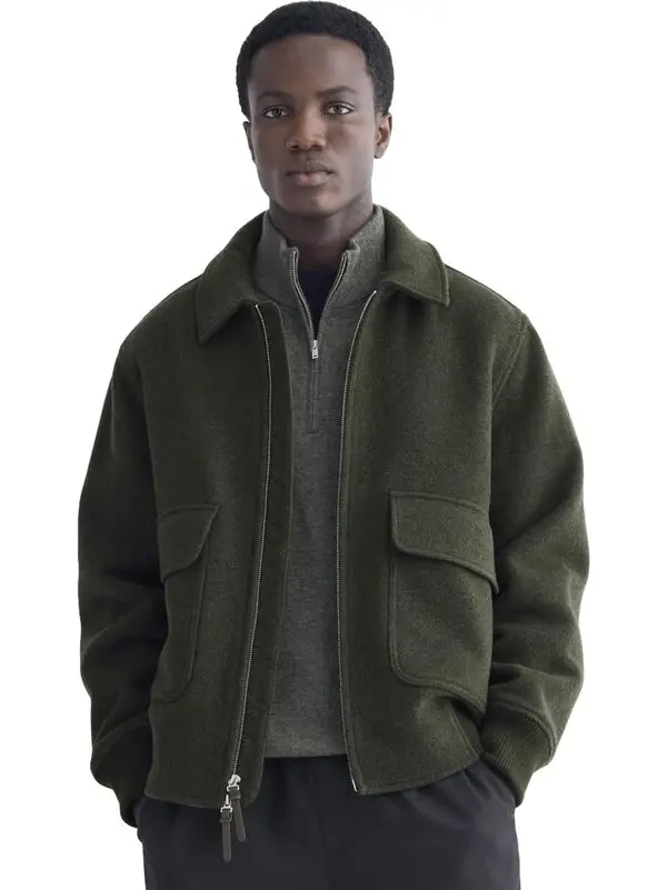 Everlane Rewool Flight Jacket - Heather Beech