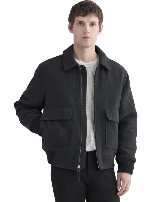 Everlane Rewool Flight Jacket - Heather Charcoal