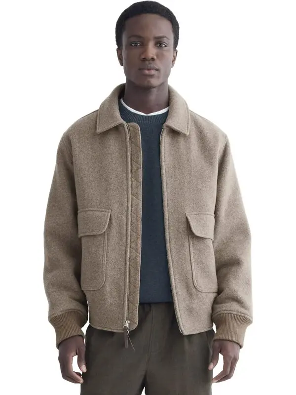 Everlane Rewool Flight Jacket - Heather Taupe