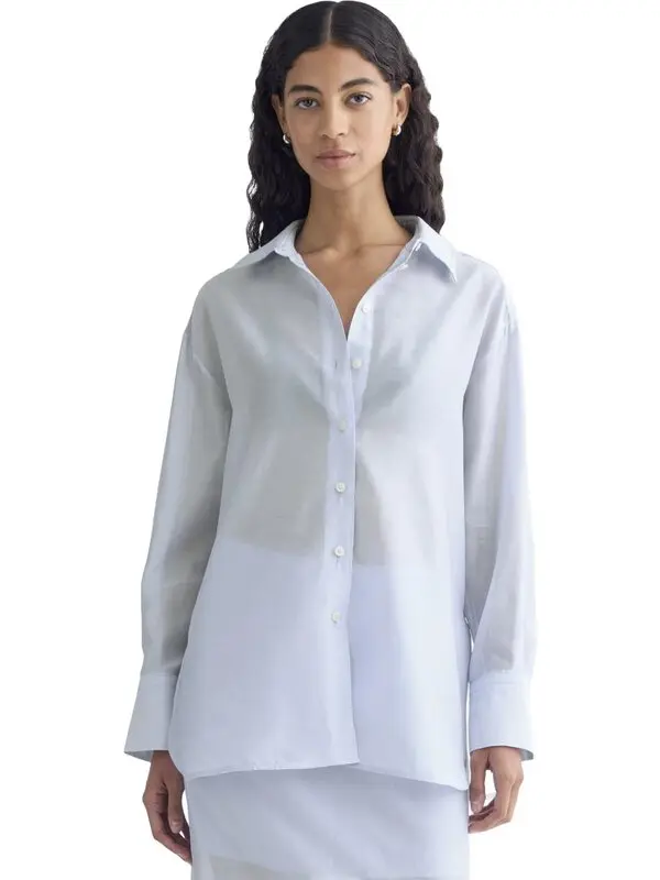 Everlane Cotton-silk Organza Oversized Shirt - Kentucky Blue