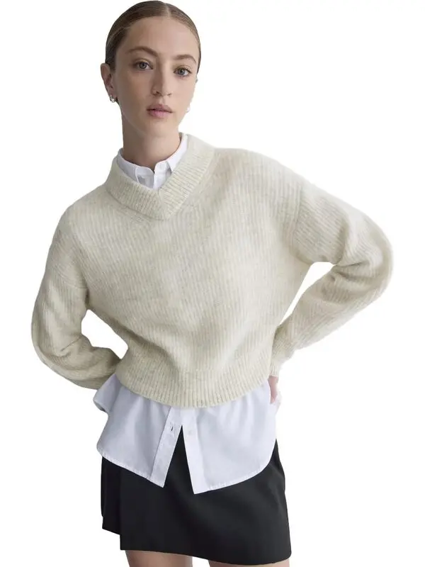 Everlane Cropped Cocoon Alpaca Sweater - Almond