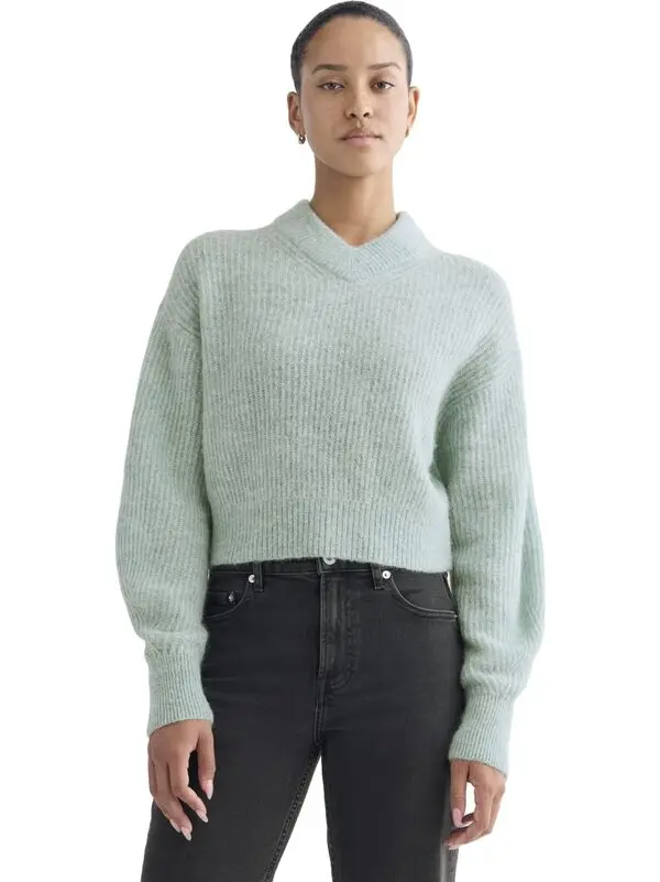 Everlane Cropped Cocoon Alpaca Sweater - Heather Gray Mist