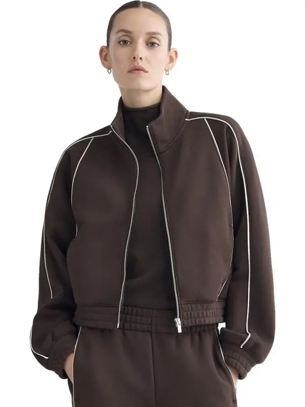 Everlane Luxe Fleece Track Jacket - Dark Chocolate