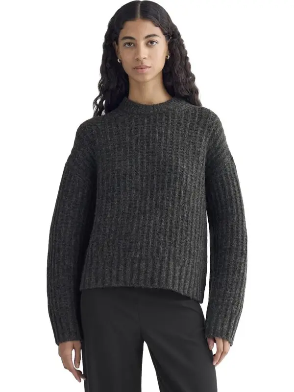 Everlane Waffle Knit Sweater - Heathered Soot