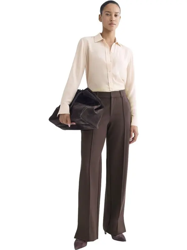 Everlane Ponte Wide-leg Trousers - Dark Chocolate