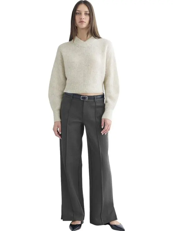 Everlane Ponte Wide-leg Trouser - Heathered Soot