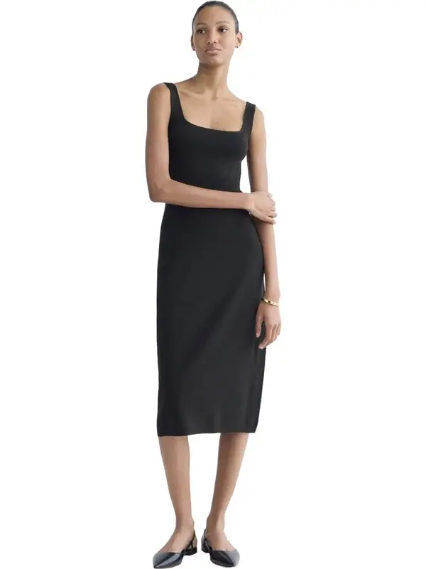 Everlane Knit Square-neck Midi Dress - Black