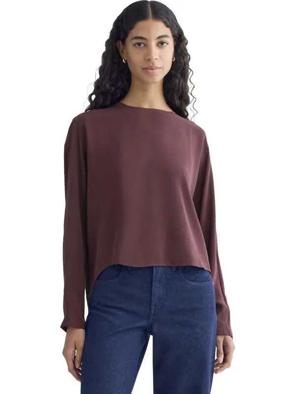 Everlane Dolman Top In Washable Silk - Deep Plum