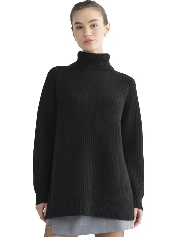 Everlane Cocoon Wool-cashmere Turtleneck Sweater - Black