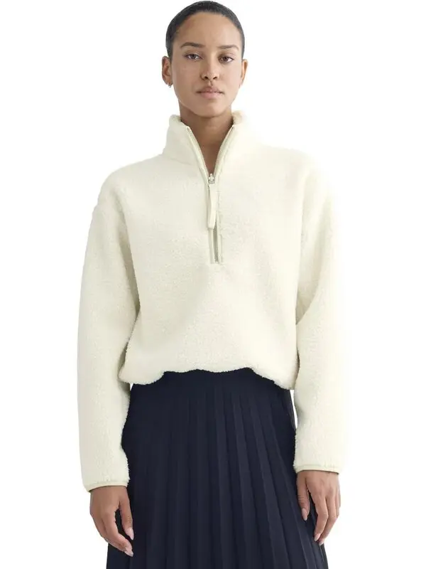 Everlane Reversible Teddy Half-zip Pullover - Bone/birch