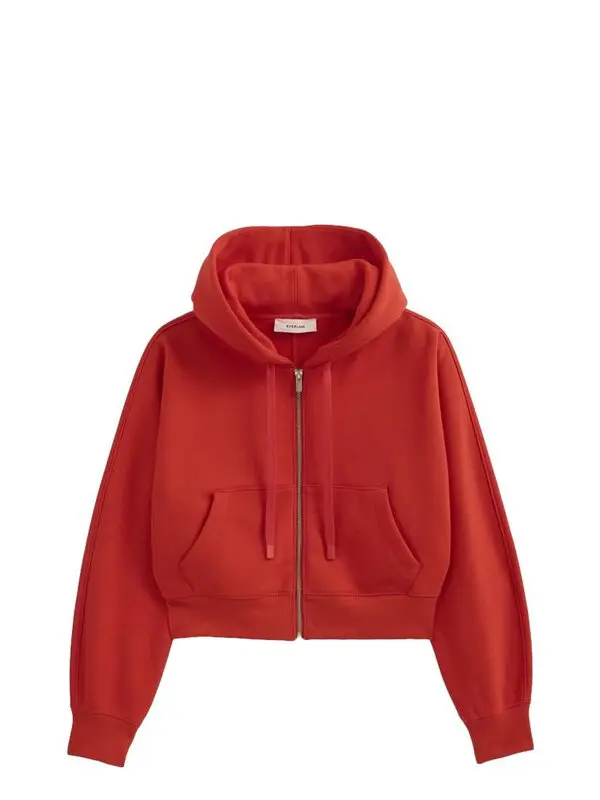 Everlane Luxe Fleece Full-zip Cropped Hoodie - Fiery Red