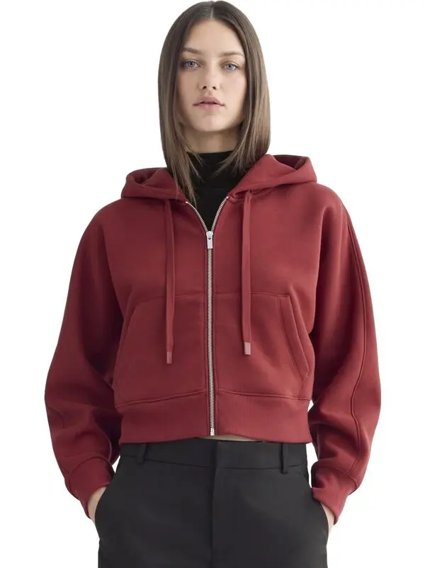 Everlane Luxe Fleece Full-zip Cropped Hoodie - Merlot