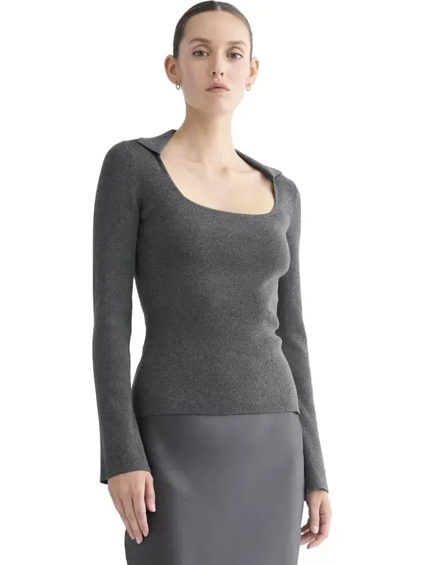 Everlane Knit Scoop-neck Top - Heathered Soot