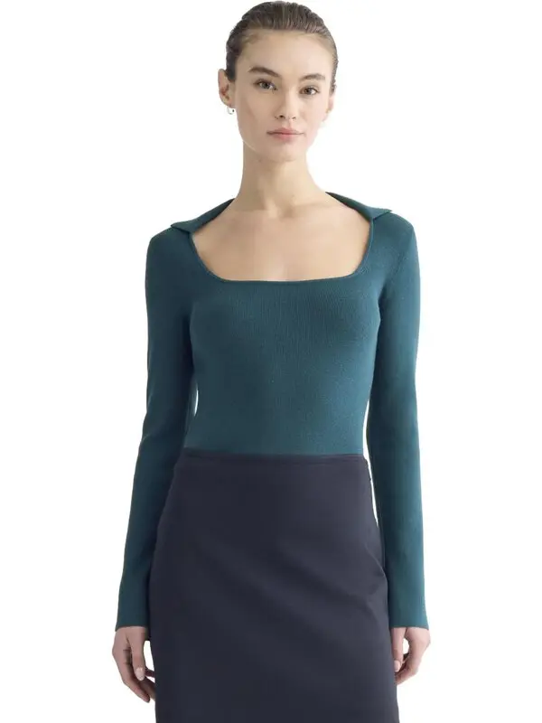 Everlane Knit Scoop-neck Top - Reflecting Pond