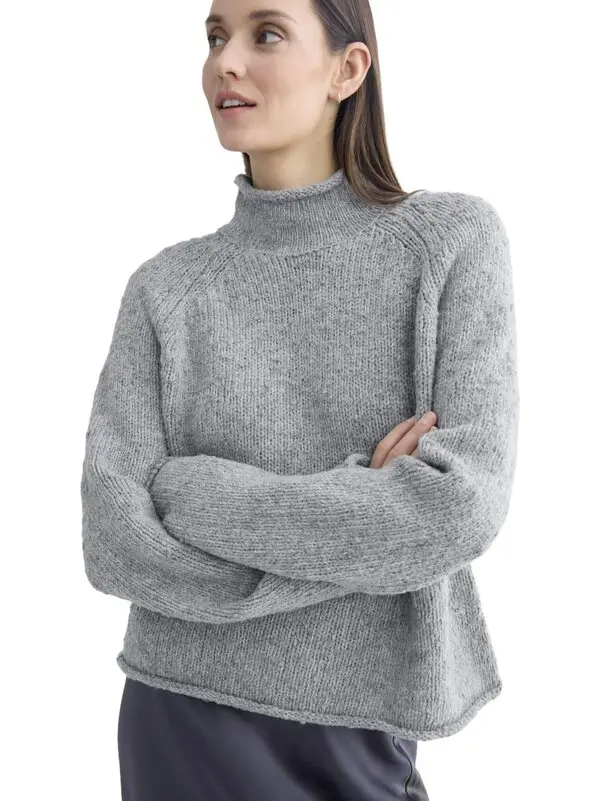 Everlane Rollneck Wool Blend Sweater - Heather Grey/twist
