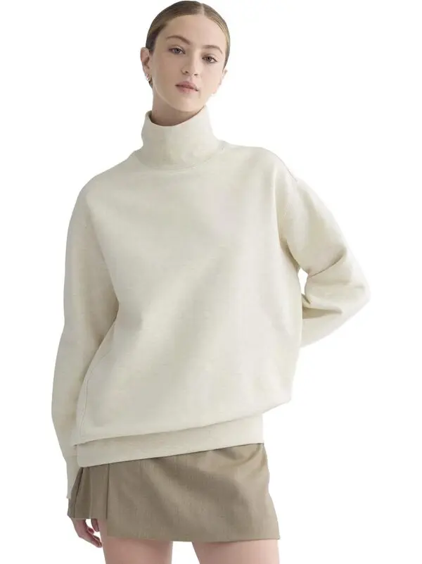 Everlane Luxe Fleece Turtleneck - Heathered Oat