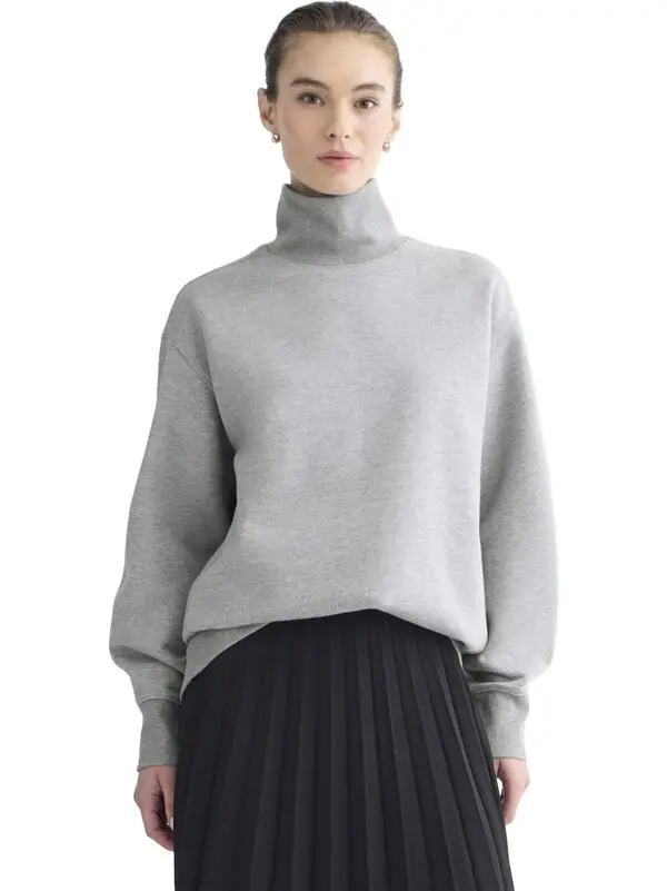 Everlane Luxe Fleece Turtleneck - Vintage Heather Grey