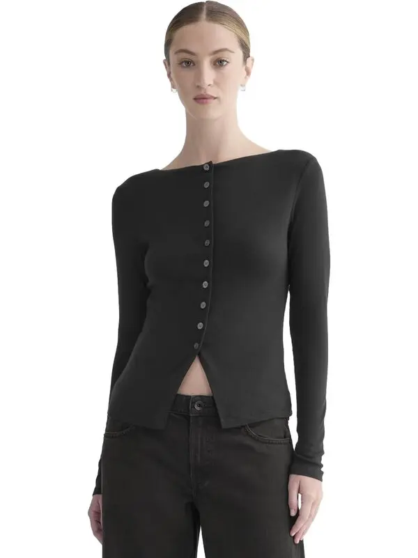 Everlane Butterluxe Button-up Top - Black