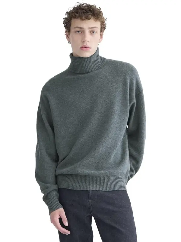 Everlane Luxe Merino Relaxed Turtleneck Sweater - Heather Midnight Navy