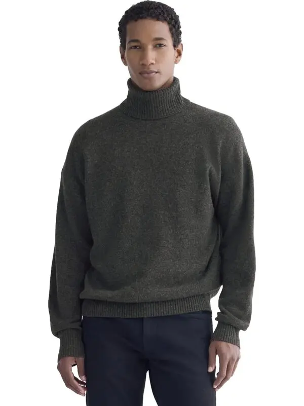 Everlane Luxe Merino Relaxed Turtleneck Sweater - Heathered Black