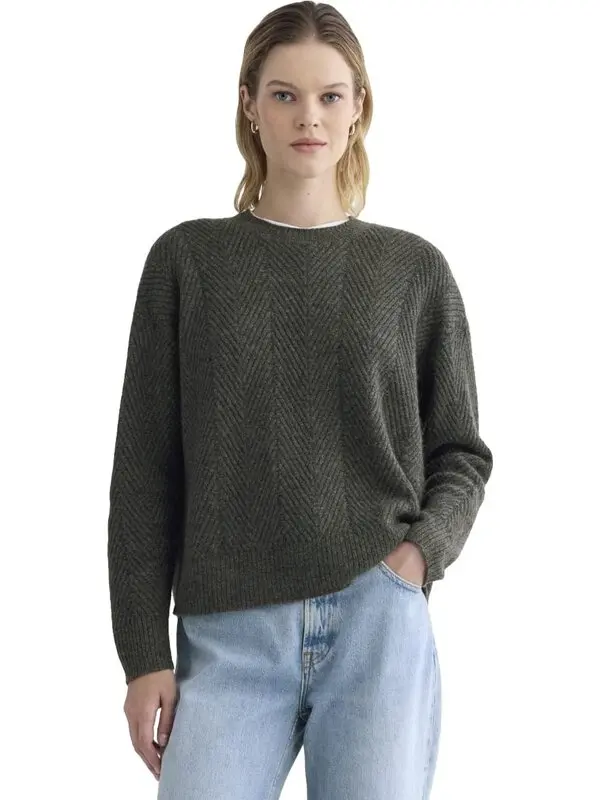 Everlane Cashmere Herringbone Sweater - Heather Charcoal