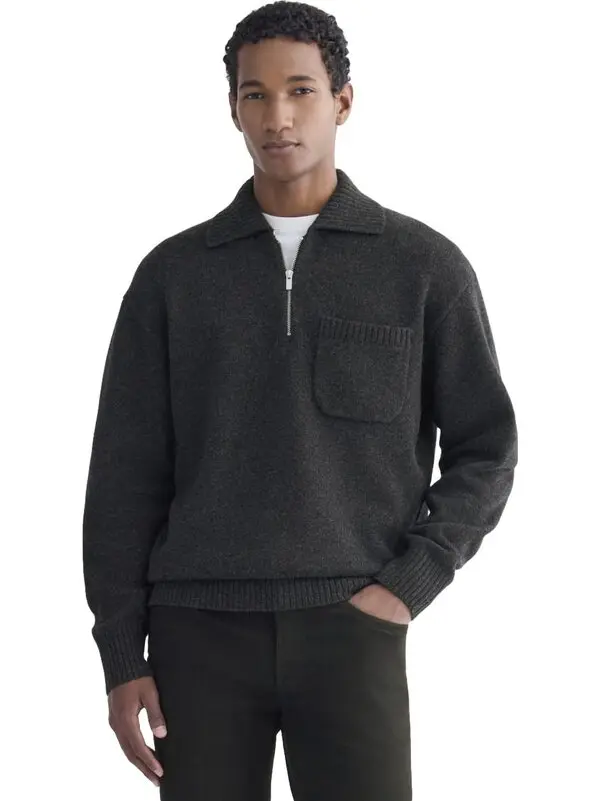 Everlane Luxe Merino Quarter-zip Pullover - Heathered Black