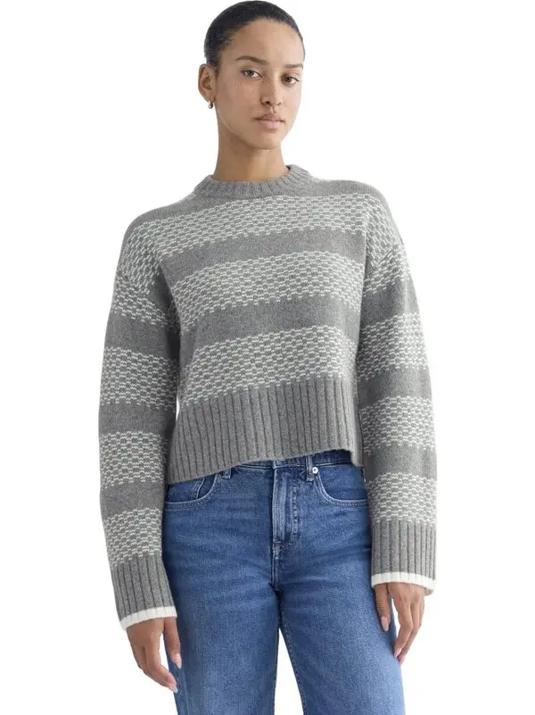 Everlane Nordic Cropped Boxy Crew Neck Sweater - Heathered Mid Grey