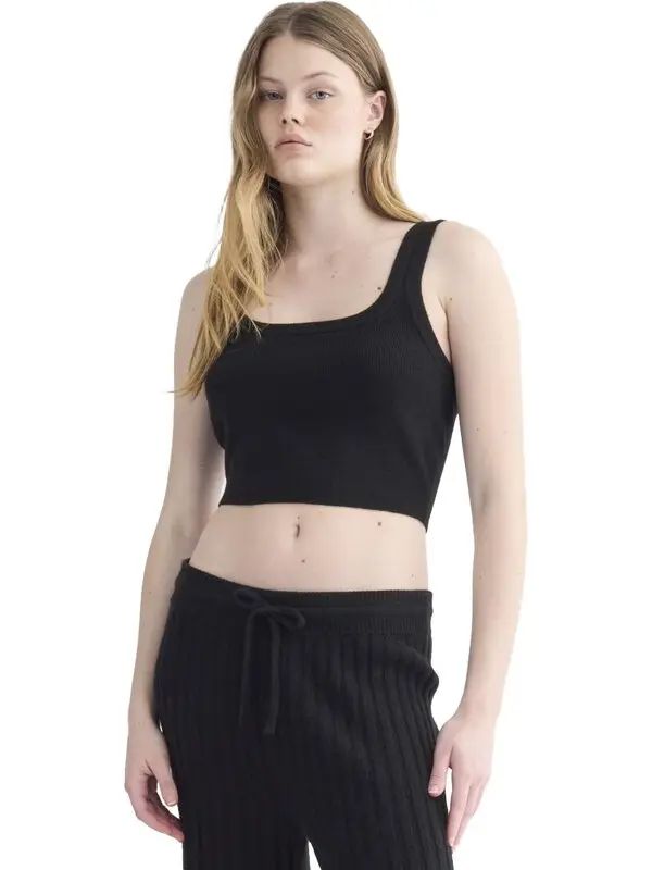 Everlane Cashmere Cropped Tank Top Sweater - Black
