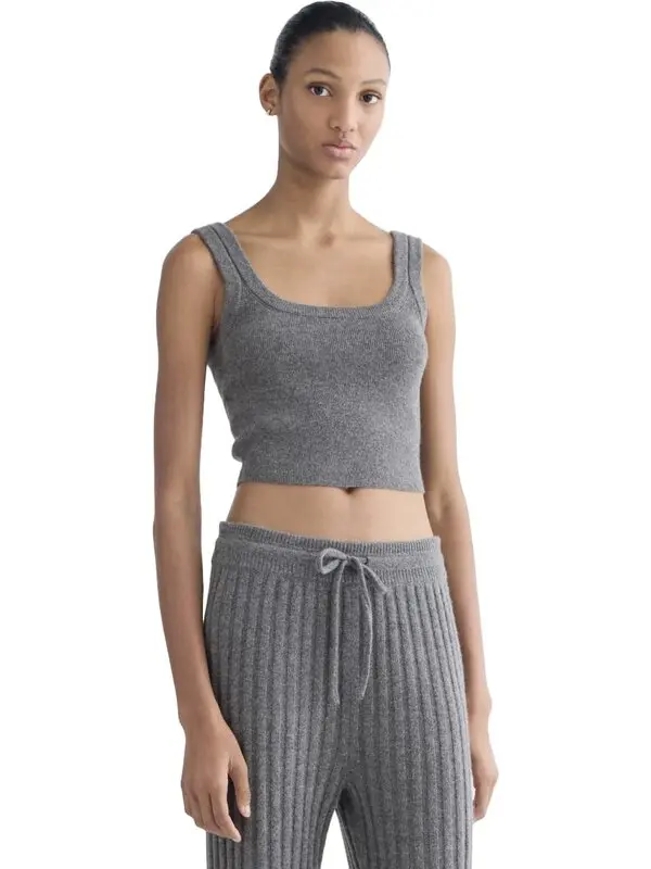 Everlane Cashmere Cropped Tank Top Sweater - Heather Charcoal